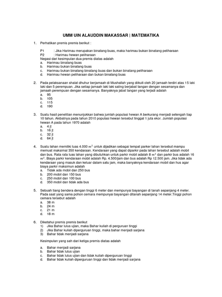 Soal UMM UIN | PDF | Kajian Bahasa Asing | Sains & Matematika