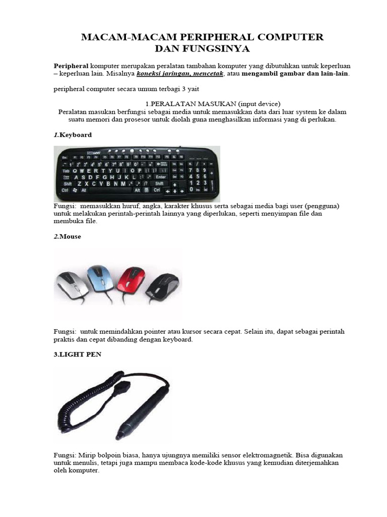 Panduan Lengkap Peripheral Komputer | PDF | Game & Aktivitas | Komputer