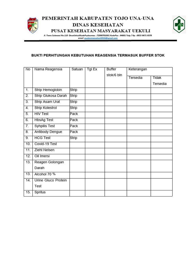 Bukti Perhitungan Kebutuhan Reagensia Termasuk Buffer Stok | PDF
