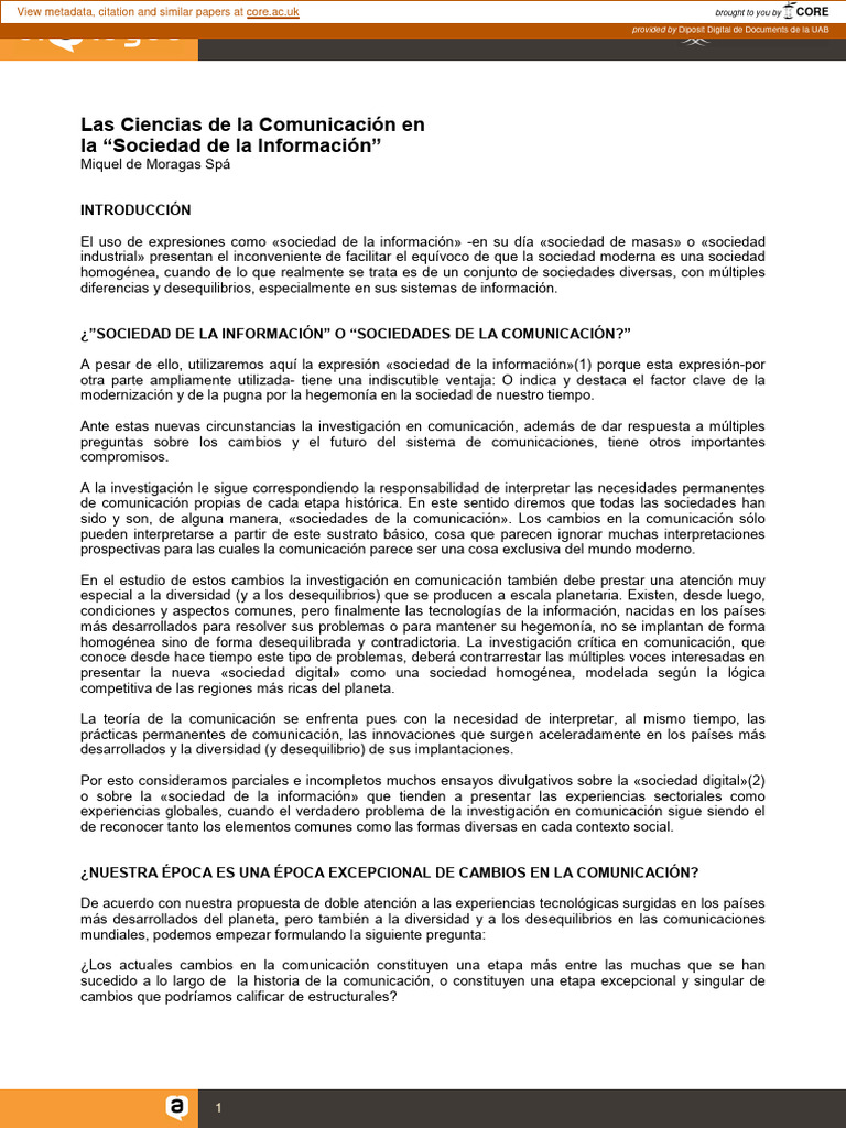 Ciencias de La Comunicacion - Bcu PDF | PDF | Televisión | Sociedad Ciencias de La Comunicacion - Bcu PDF | PDF | Televisión | Sociedad