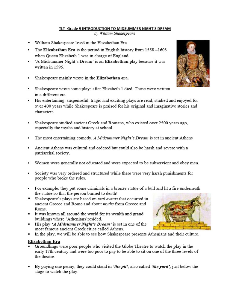 Introduction to A Midsummer Night's Dream | PDF | A Midsummer Night's ...