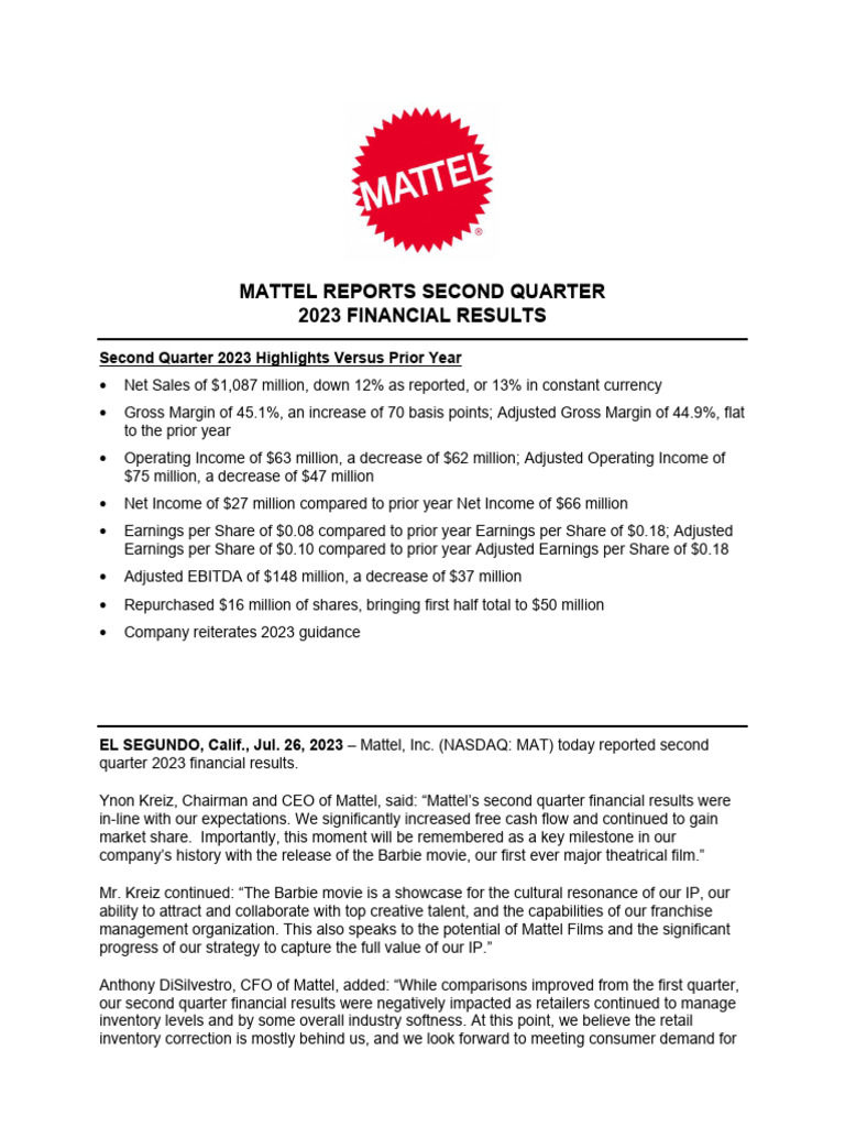 Mattel Stocks | PDF | Free Cash Flow | Debt
