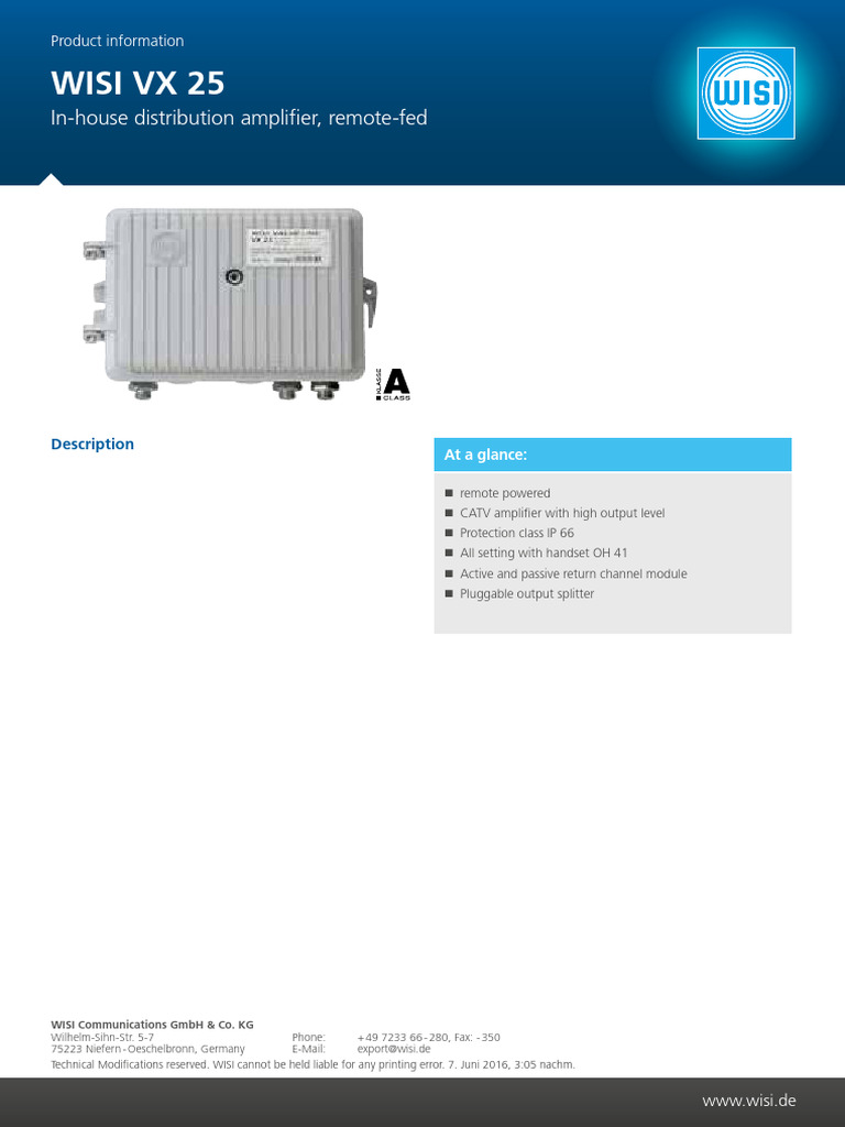 WISI-VX-25 - Karta Katalogowa - EN | PDF