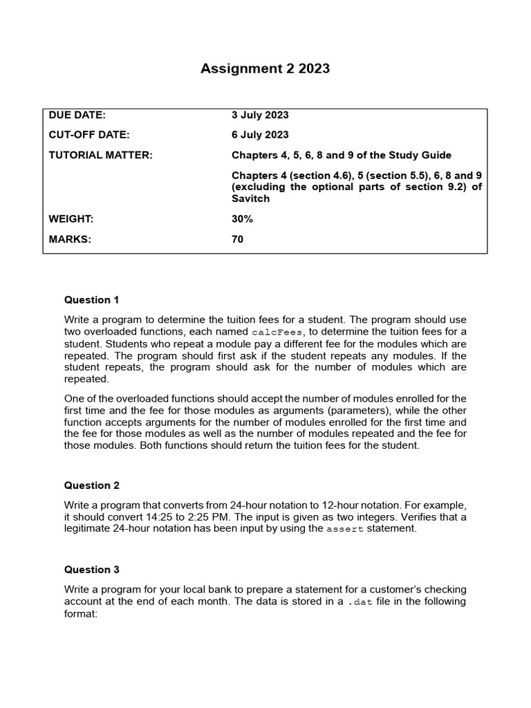 COS1512 Assignment 2 2023 | PDF | Pointer (Computer Programming) | Variable (Computer Science)