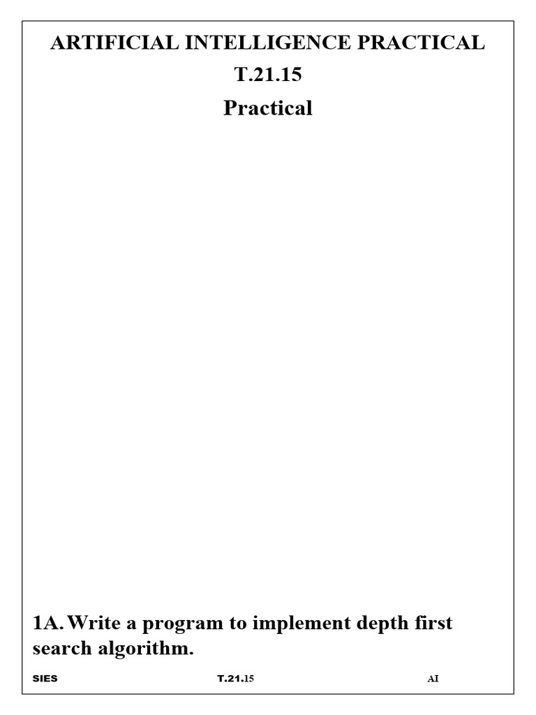 Artificial Intelligence Practical | PDF