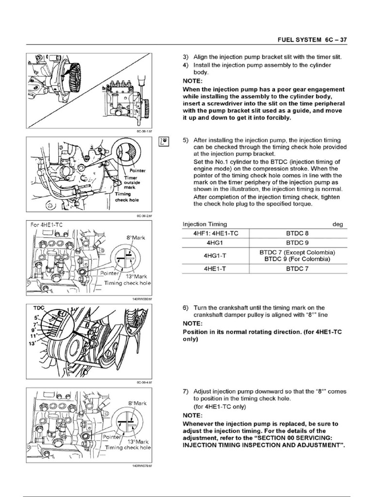 Isuzu 4HF1 - 4HG1 - 4he1-T Fuel Pump Part 2 | PDF