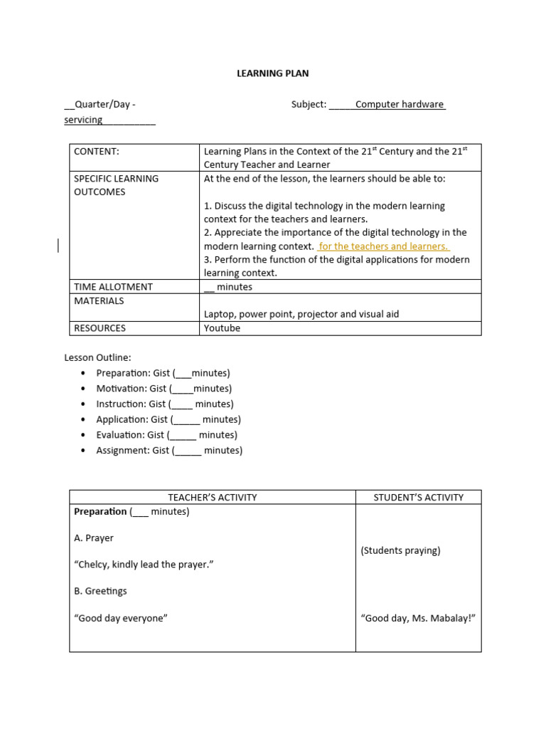 ICT Lesson Plan | PDF | Computer Keyboard | Input/Output ICT Lesson Plan | PDF | Computer Keyboard | Input/Output