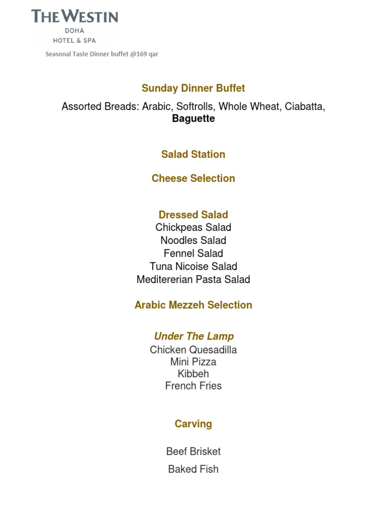 Sunday Dinner Menu Seasonal Taste 1 | PDF