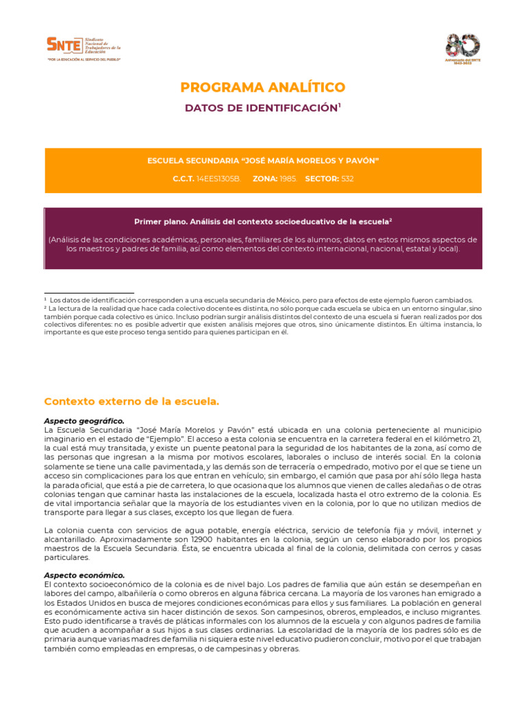 Ejemplo Programa Analitico Con Plano Didactico | PDF