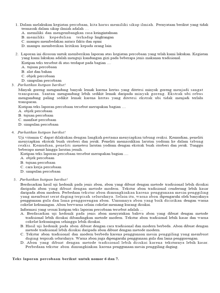 Soal PTS 1 B.Indonesia Kelas IX K13 | PDF | Sains & Matematika