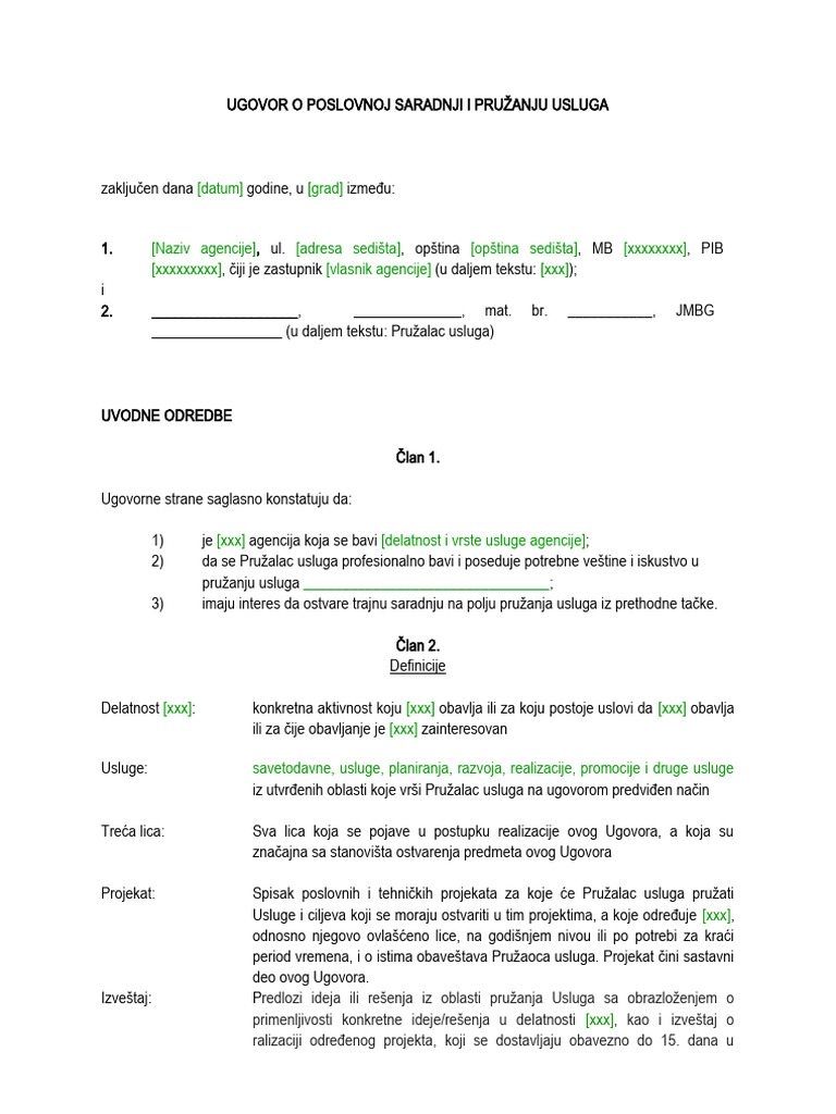 Pausal - Rs-Ugovor o Saranji I Pruzanju Usluga | PDF