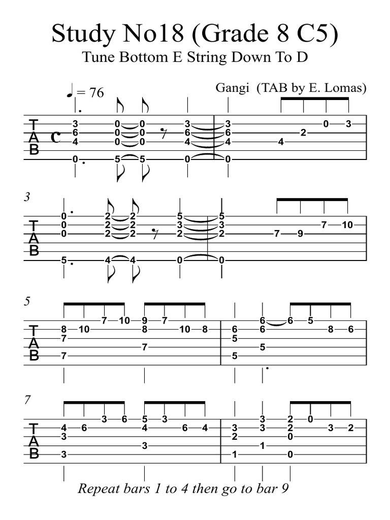 Study No18 (Grade 8 C5) New TAB - Full Score | PDF | Musical Instruments