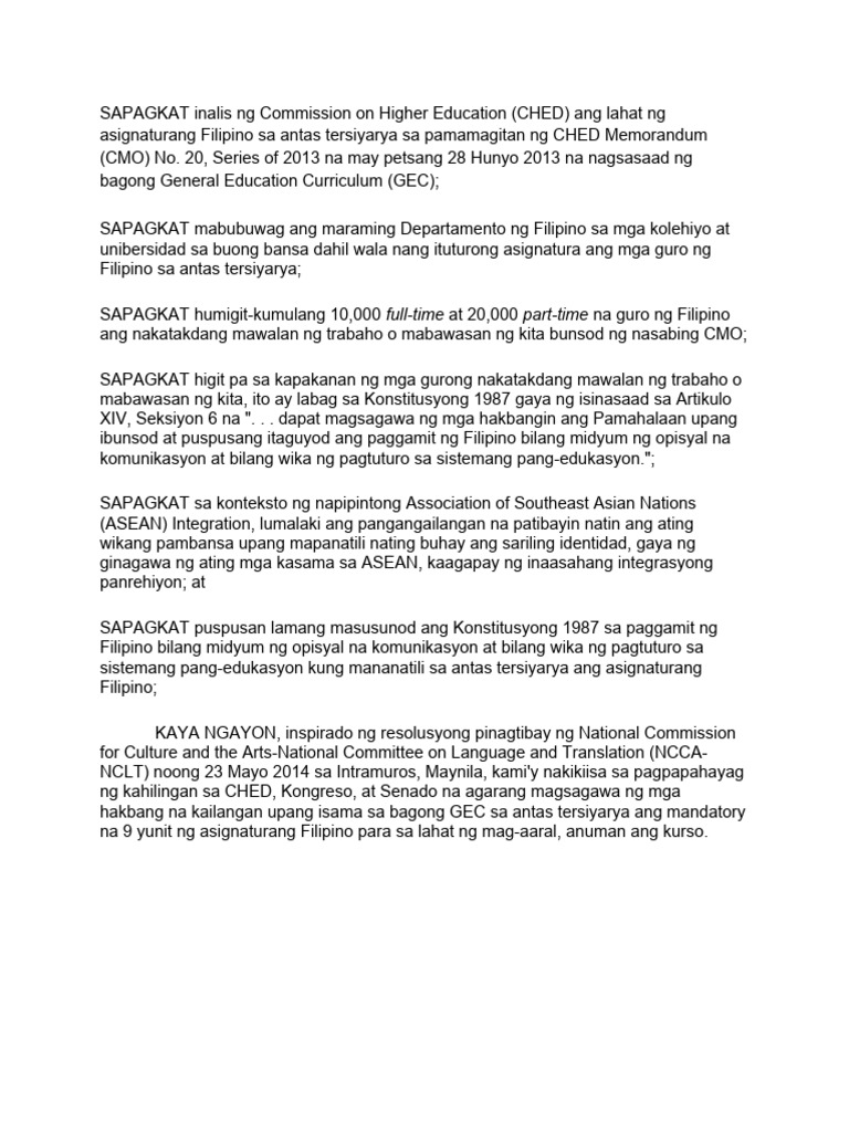 Resolusyon NG National Committee On Language and Translation Kaugnay NG ... Resolusyon NG National Committee On Language and Translation Kaugnay NG ...
