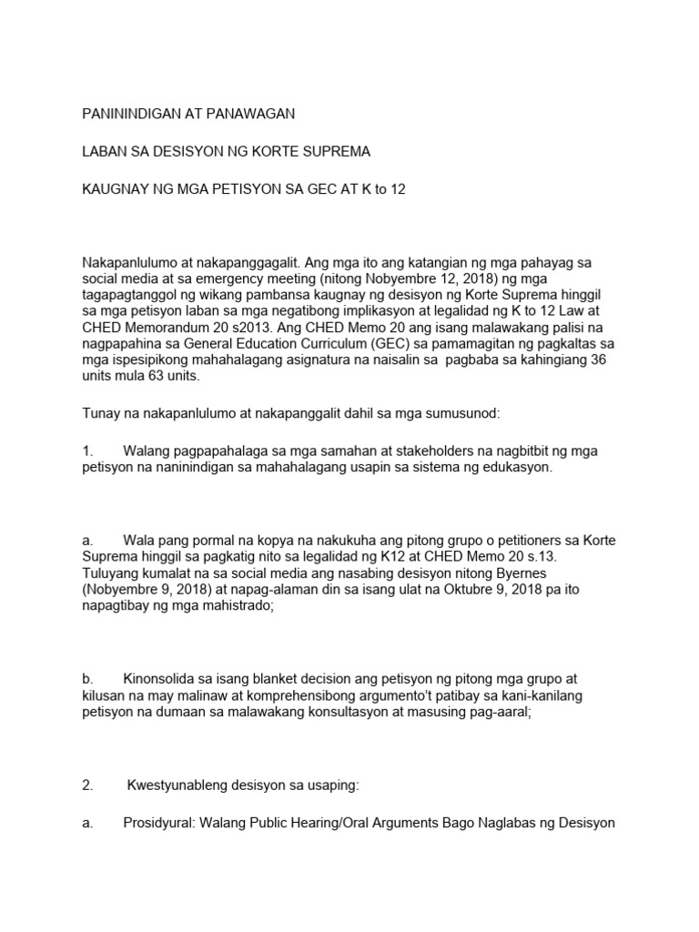 Petisyon Sa Suprema NG Tanggol Wika | PDF