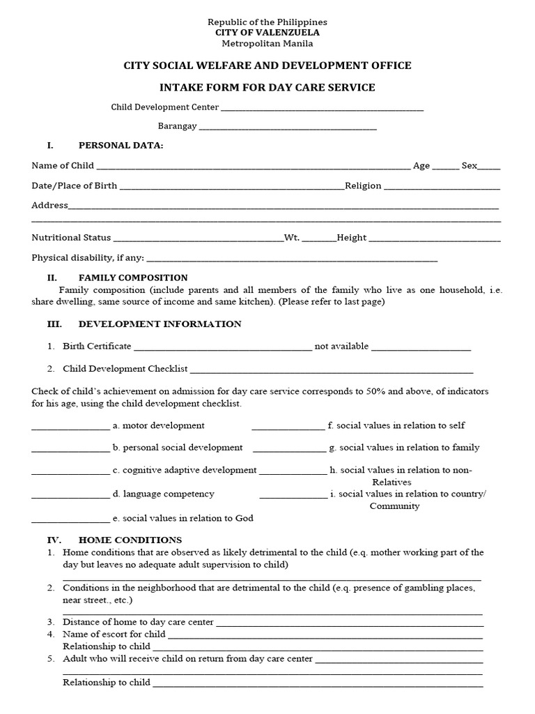 Intake Form for DCS | PDF