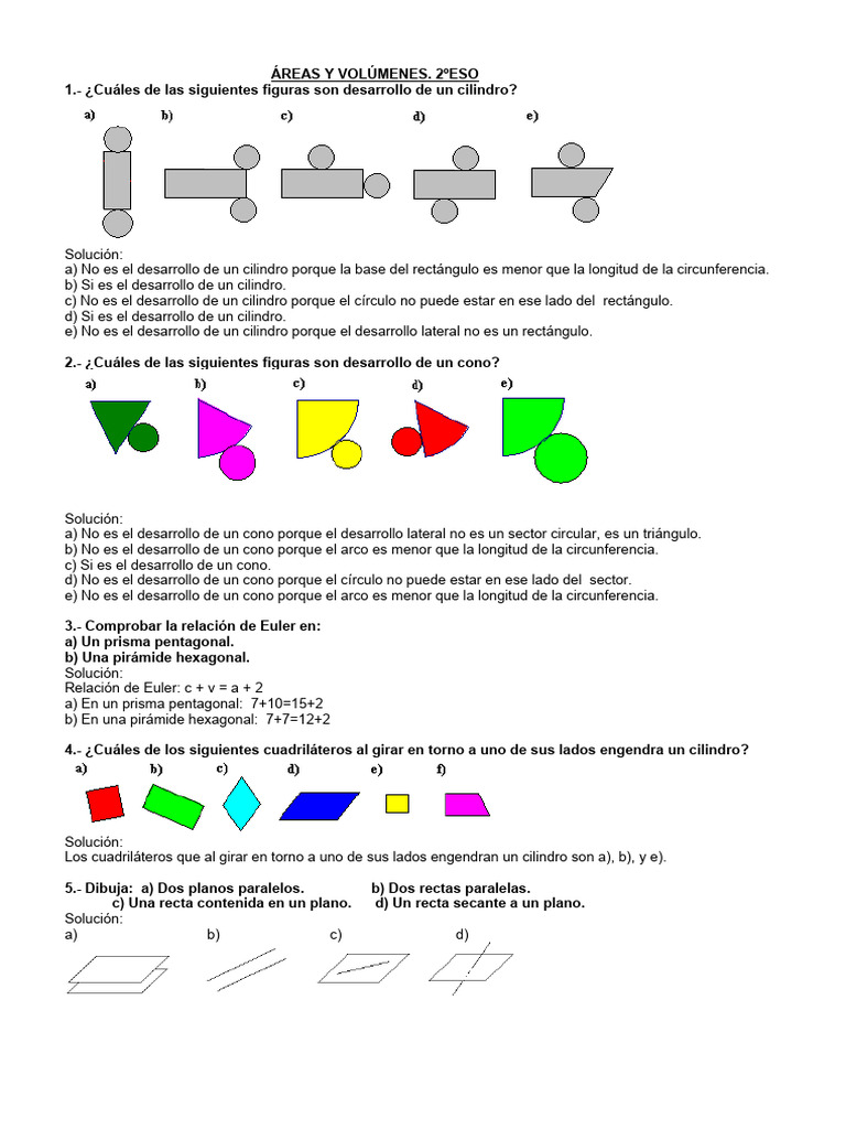 AREAS Y VOLUMENES Sol | PDF | Geometría euclidiana | Formas geométricas