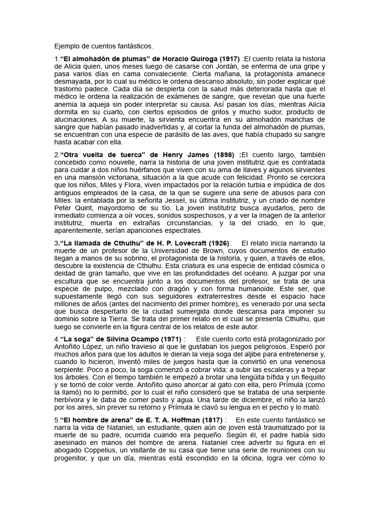 Ejemplo de Cuentos Fantásticos | PDF
