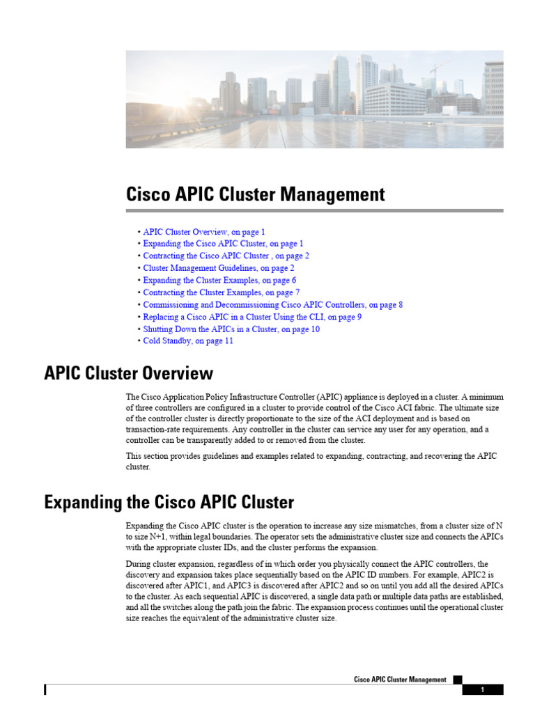 Cisco ACI Cluster Management | PDF