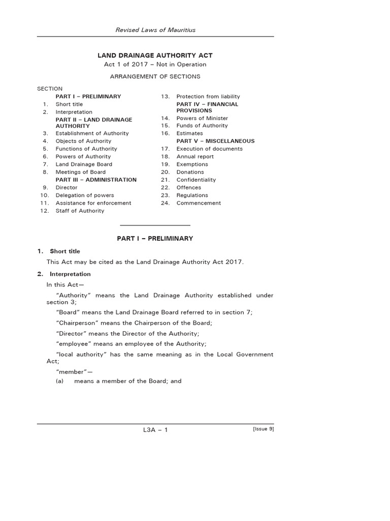 Land Drainage Authority Act-I9 | PDF