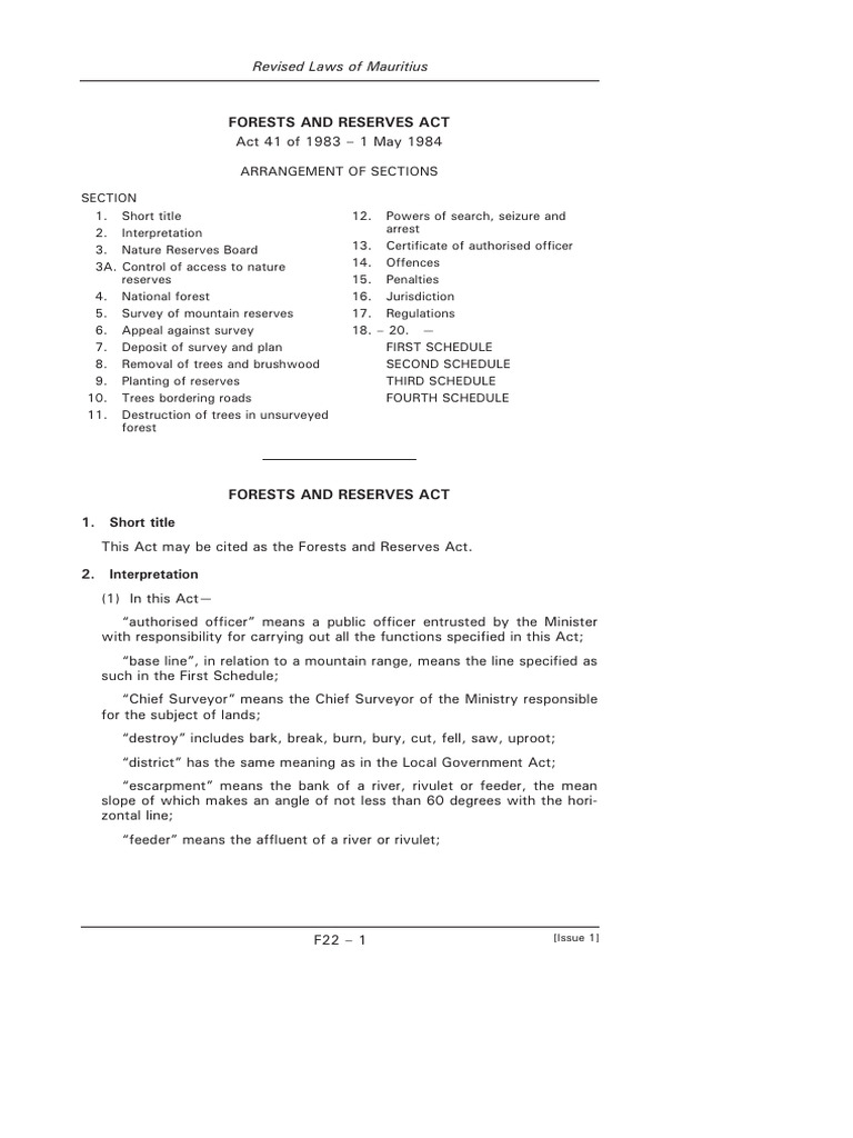 Forests and Reserves Act Overview | PDF
