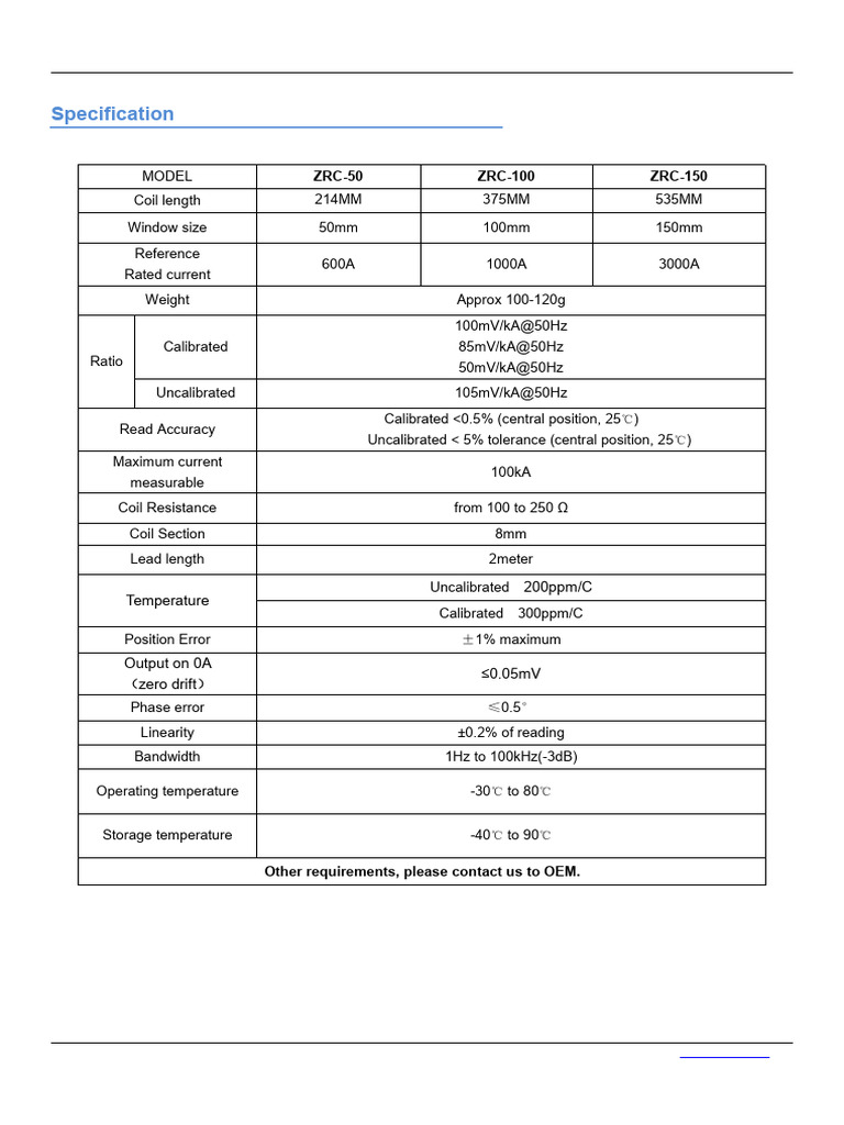 Specification: ZRC-50 ZRC-100 ZRC-150 | PDF