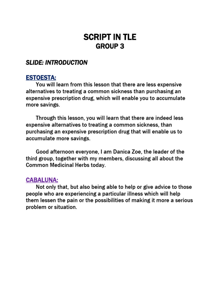Group 3 Script | PDF