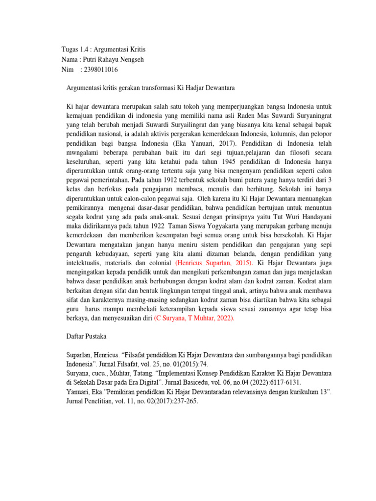 Tugas 1.4 Argumentasi Kritis | PDF