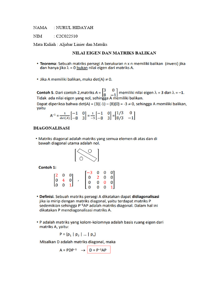 Nilai Eigen Dan Matriks Balikan | PDF