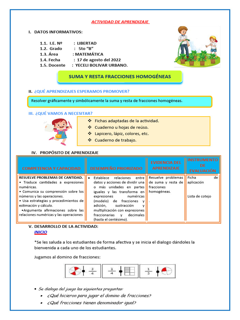 17 Sesion Suma y Resta Fracciones Homogéneas | PDF | Sustracción ...