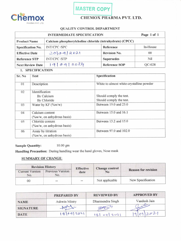 CPCC- SPEC, STP | PDF