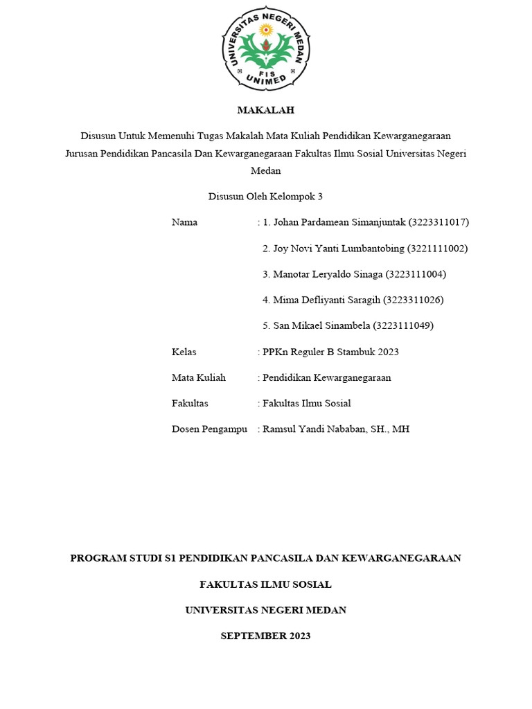 Makalah PPKN Kelompok 3 | PDF