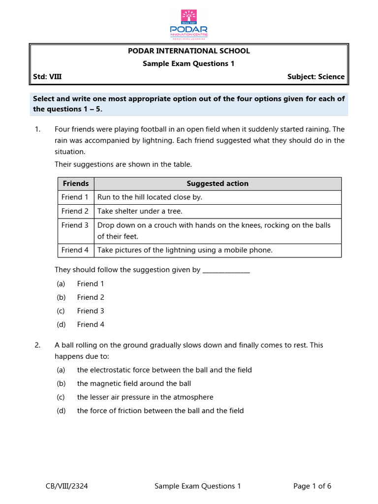 QP CB Viii Science Seq1 | PDF