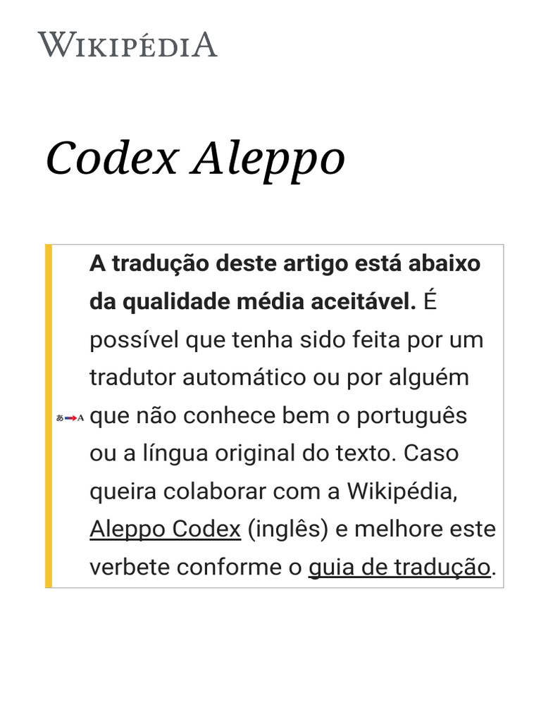 Codex Aleppo - Wikipédia | PDF