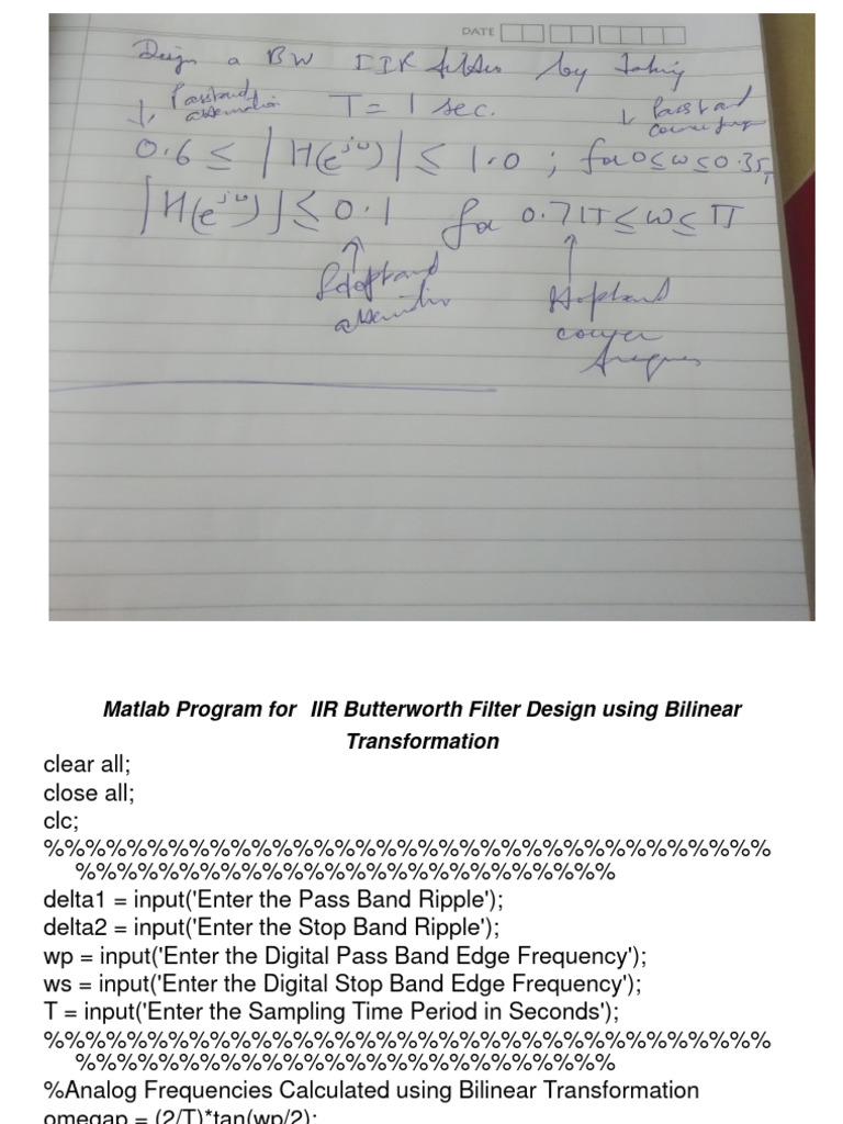 Bilinear Transformation BW Filter Design - 221017 - 140253 | PDF