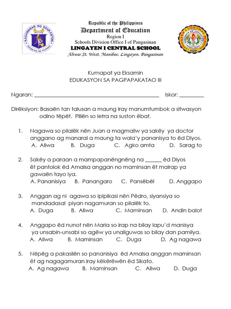 ESP-3-SY2022-2023-4thQ- | PDF