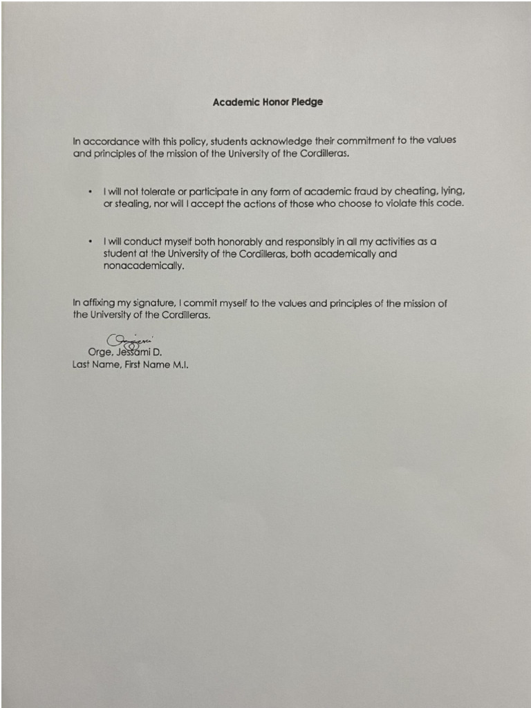 Academic Honor Pledge | PDF