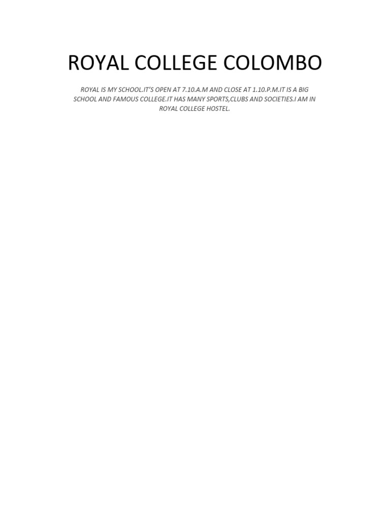 Royal College Colombo | PDF