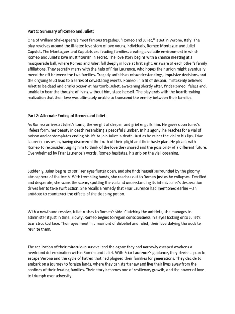 Hopeful Alternate Ending for Romeo and Juliet | PDF | Romeo And Juliet ...