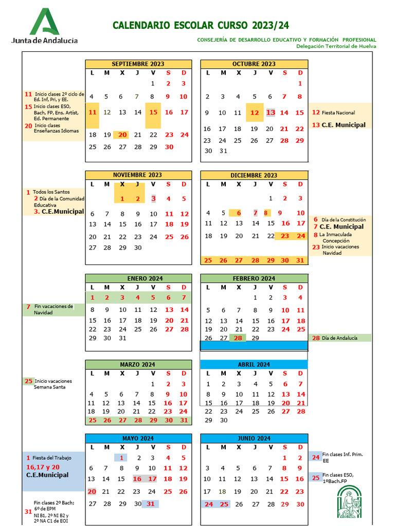 Calendario Escolar Huelva | PDF Calendario Escolar Huelva | PDF