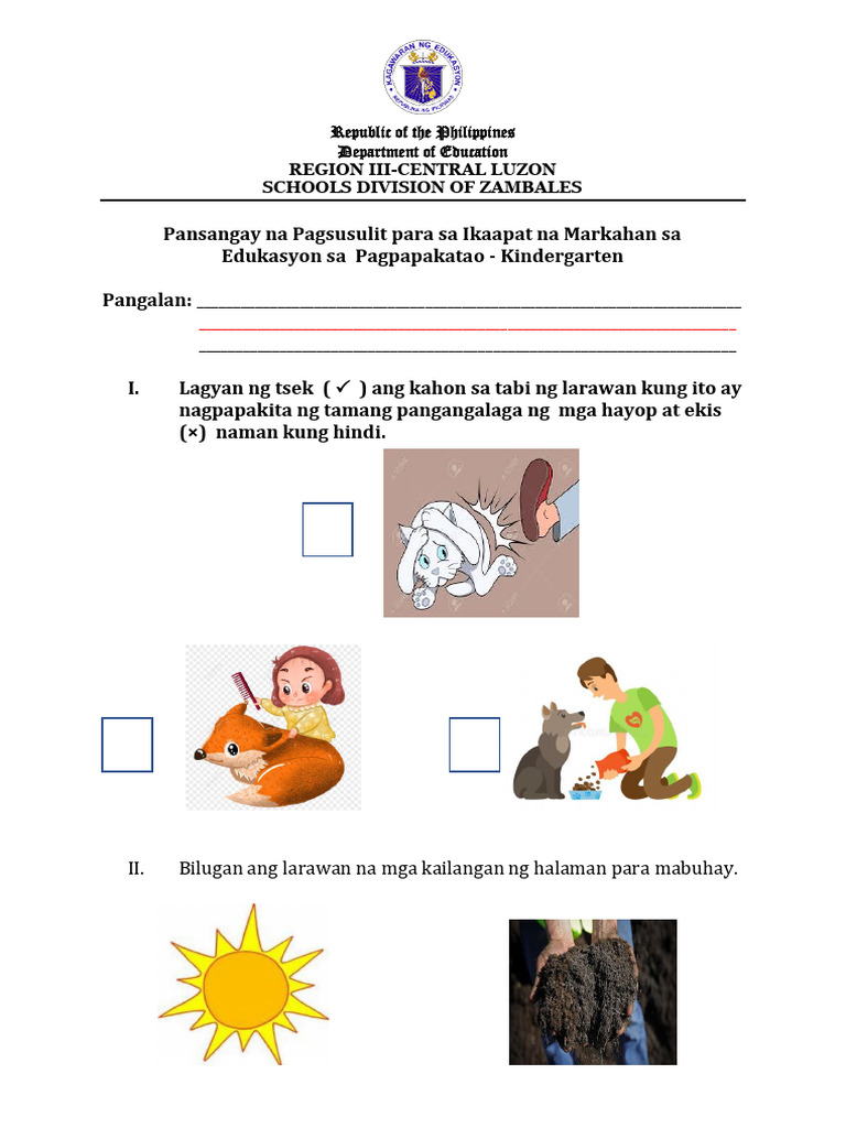 Esp Assessment Kinder | PDF
