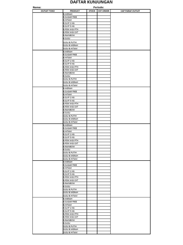 Form Kunjungan | PDF
