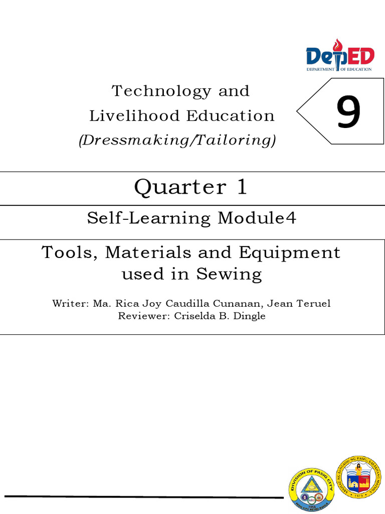 Tle Dressmaking 9 Q1 M4 | PDF | Sewing | Scissors
