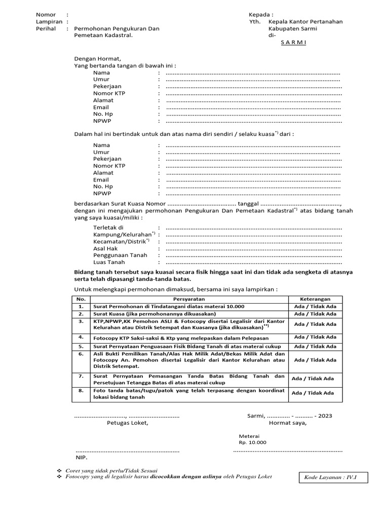 Permohonan Pemetaan Kadastral Tanah | PDF