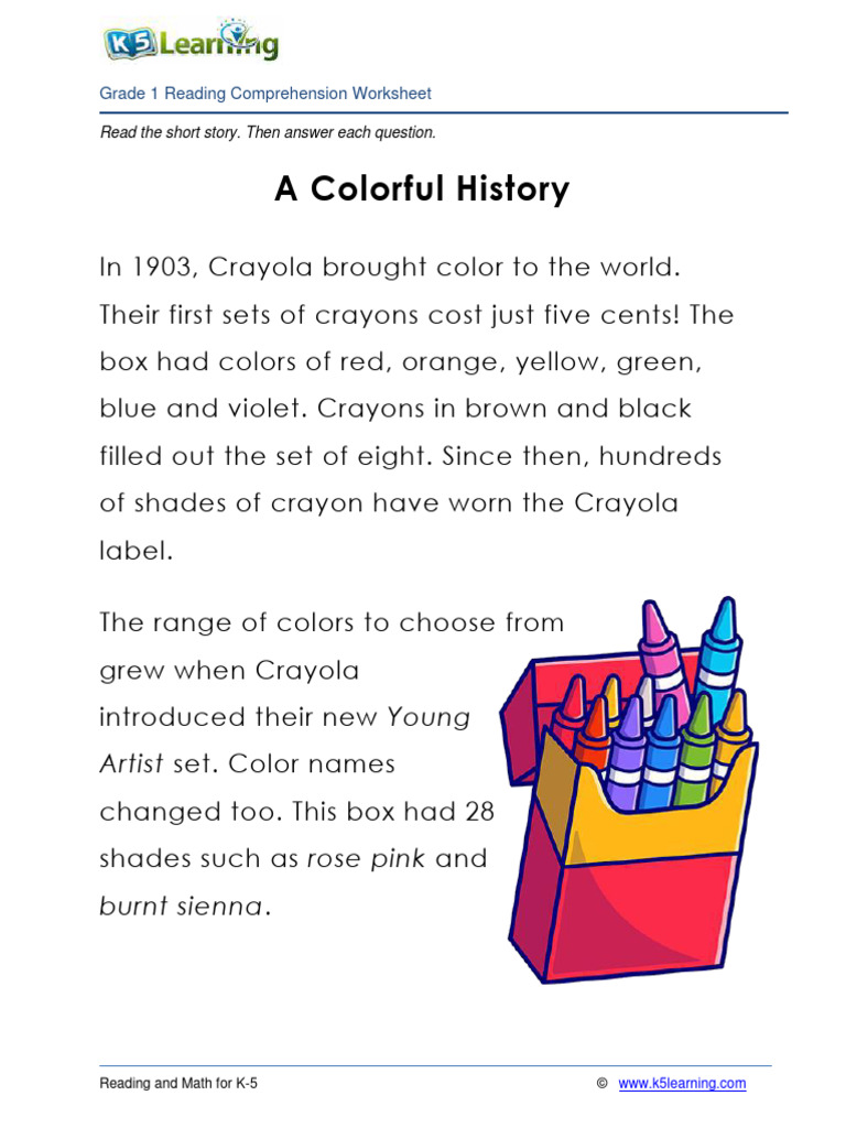 Grade 1 Story a Colorful History | PDF