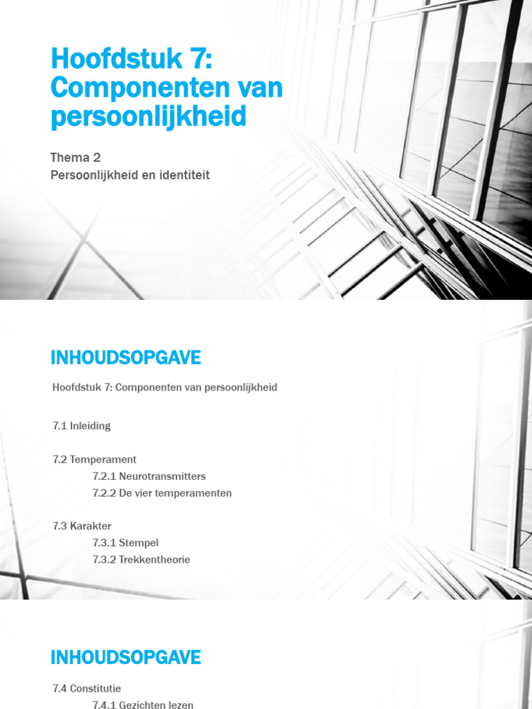 Hoofdstuk 7: Componenten Van Persoonlijkheid: Thema 2 Persoonlijkheid ...