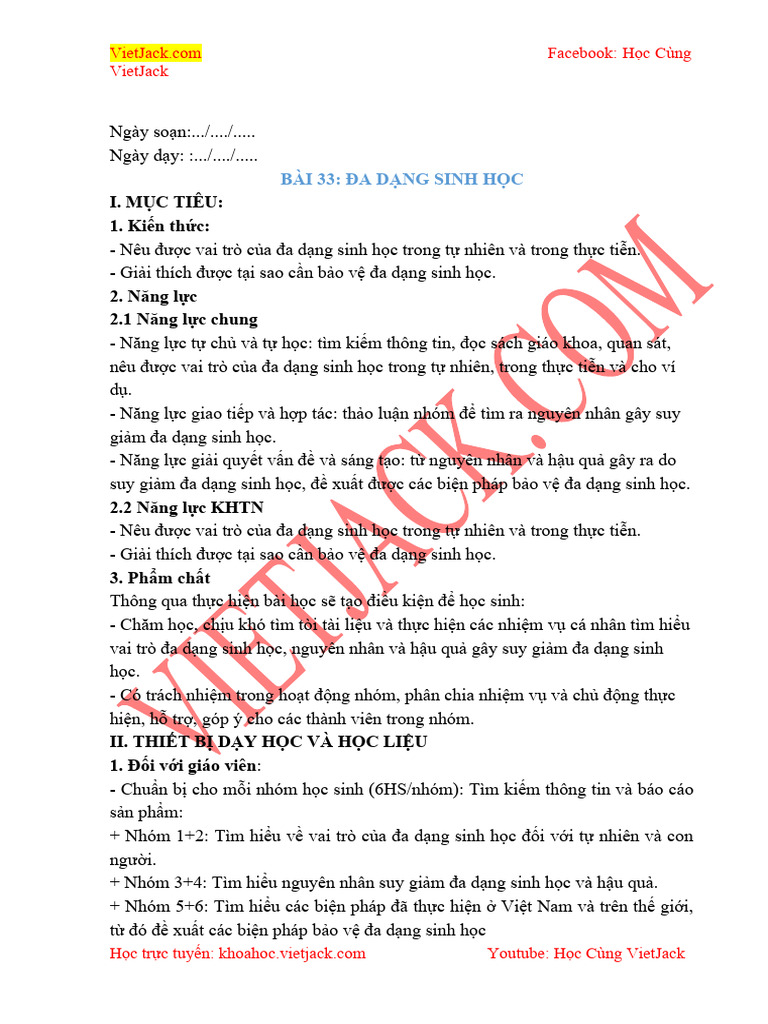 Bai 33 Da Dang Sinh Hoc CTST | PDF