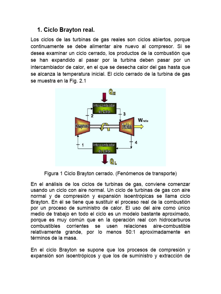 Análisis del Ciclo Brayton Real | PDF | Gases | Turbina