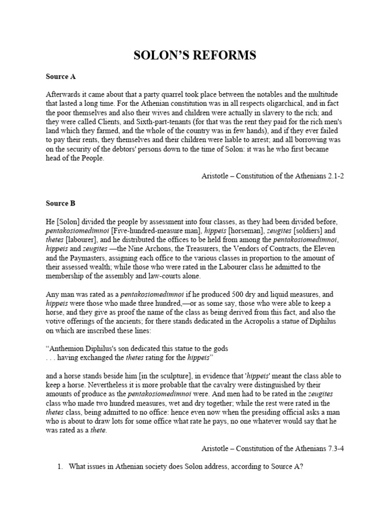 Solon's Reforms | Download Free PDF | Ancient Greece