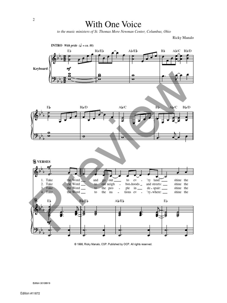 With One Voice (Ricky Manalo) - Sheet Music | PDF