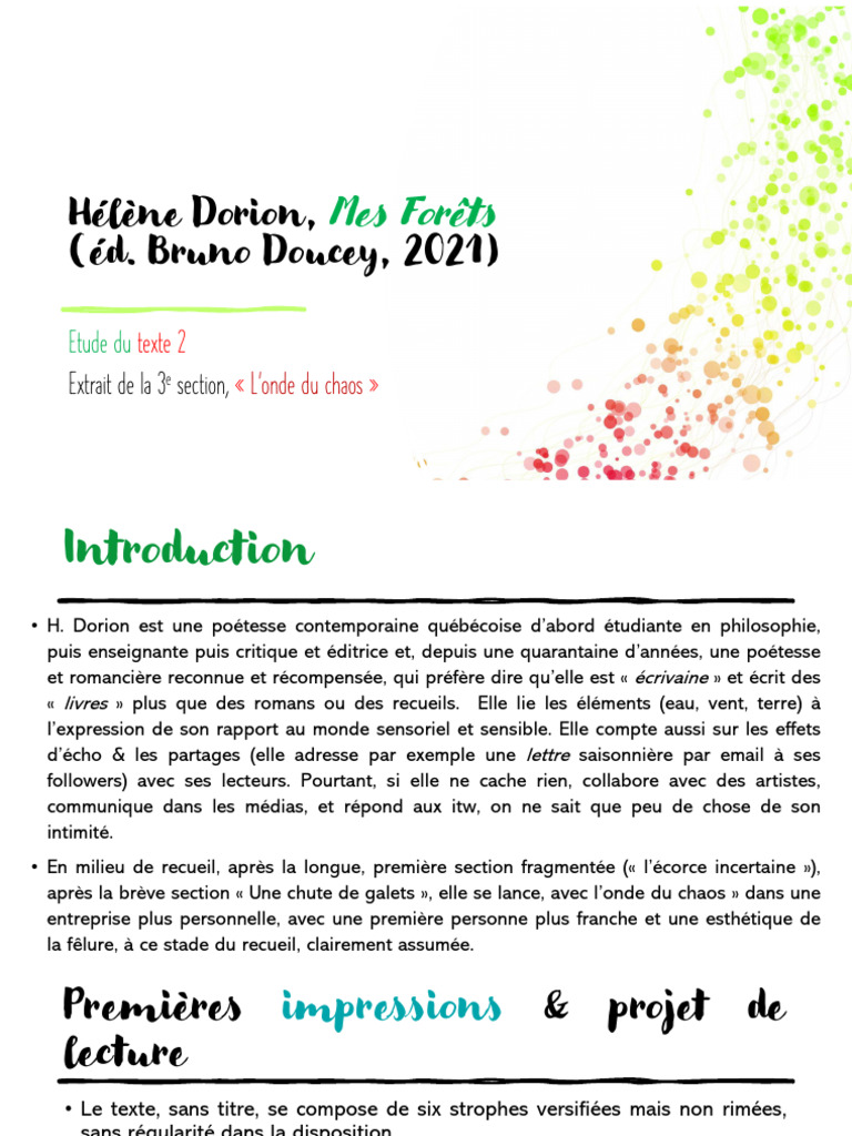 Hélène Dorion Analyse Texte 2 | PDF
